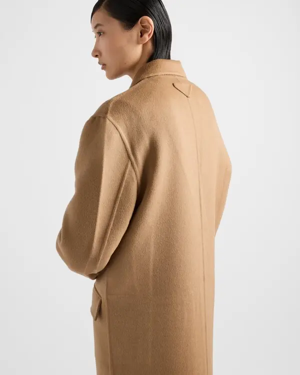 Prada Single-Breasted Long Coat - Camel Brown - 24% Off | Editorialist